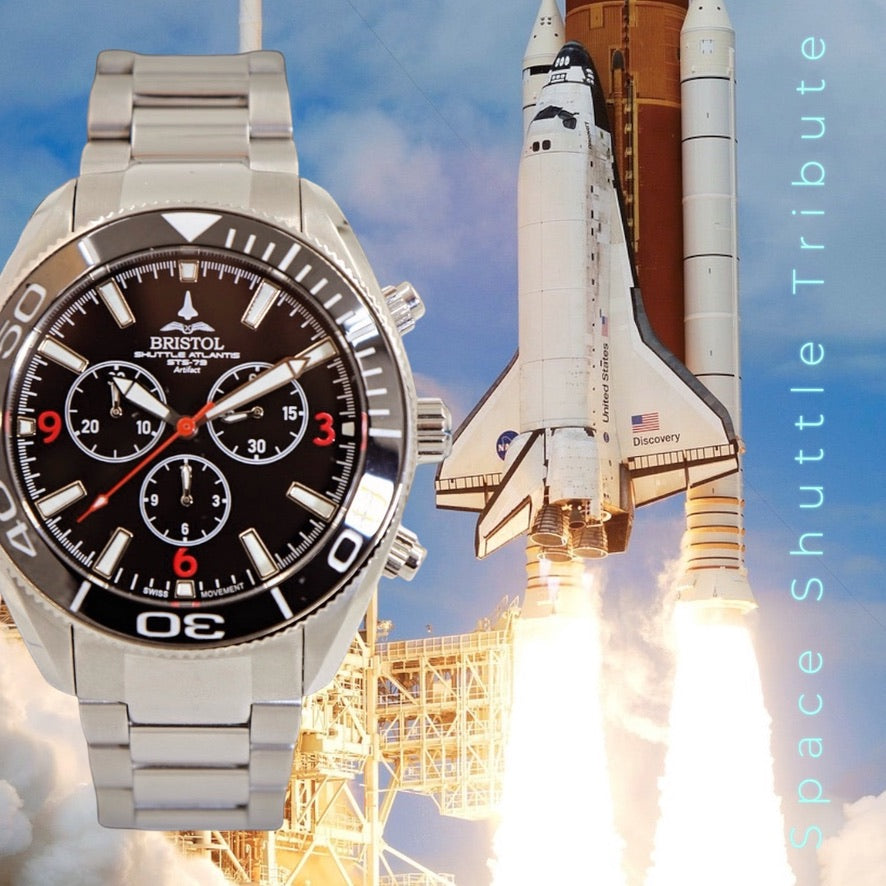 Space Shuttle Atlantis Tribute - Stainless Steel, Black Dial - Bristol ...