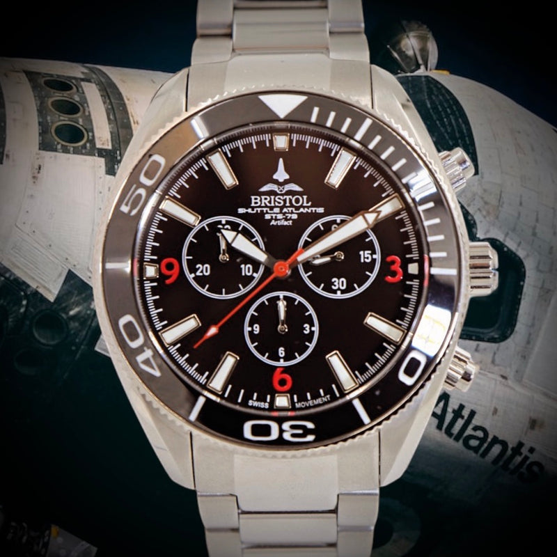 Space Shuttle Atlantis Tribute - Stainless Steel, Black Dial - Bristol ...